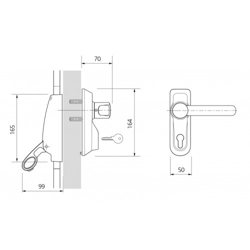 Briton 1413E Lever Outside Access Device OAD in Silver and Stainless ...