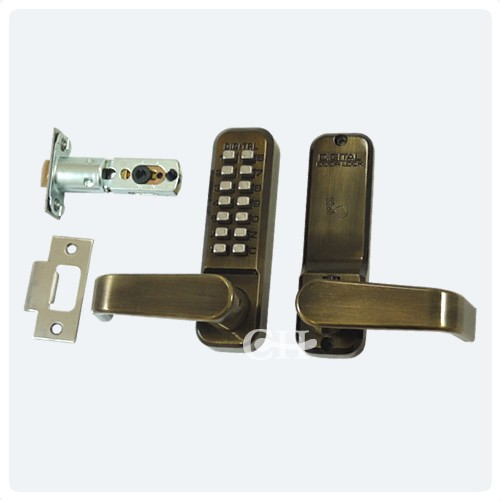 Antique Brass Digital Lock with Lever Handles | Door handles & door ...