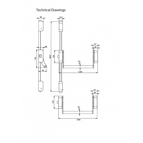 Grade 316 Stainless Steel 3 Point Security Panic Bolts | Door handles ...