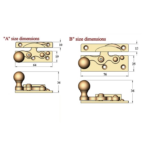 British Handmade Lockable Sash Reeded Fasteners in Brass Bronze Chrome ...