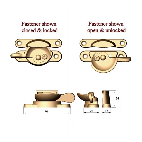 British Handmade Fitch Pattern Sash Fasteners in Nickel Chrome Brass or ...