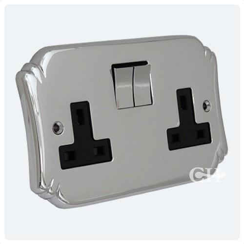 Brassart Art Deco Electrical Sockets in Brass Bronze Chrome or Nickel ...