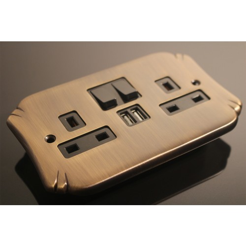 Brassart Art Deco Electrical Sockets in Brass Bronze Chrome or Nickel ...
