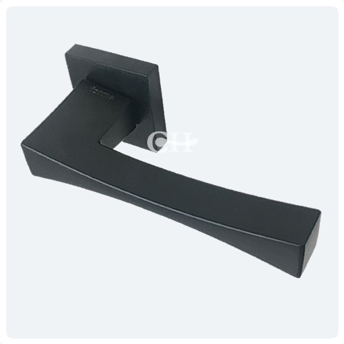 Black Square Lever Handles On Rose | Door handles & door accessories ...