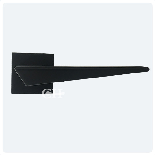 Black Modern Lever Handles On Square Rose | Door handles & door ...