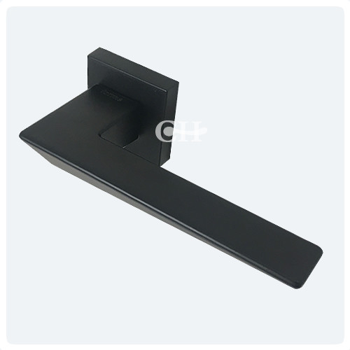 Black Modern Lever Handles On Square Rose | Door handles & door ...