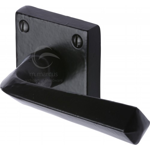 Square Black Contemporary Lever Handles On Rose | Door handles & door ...