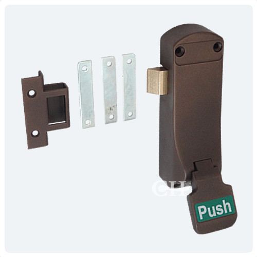 Push Pad Panic Latch in Old Penny Bronze Finish from Cheshire Hardware ...