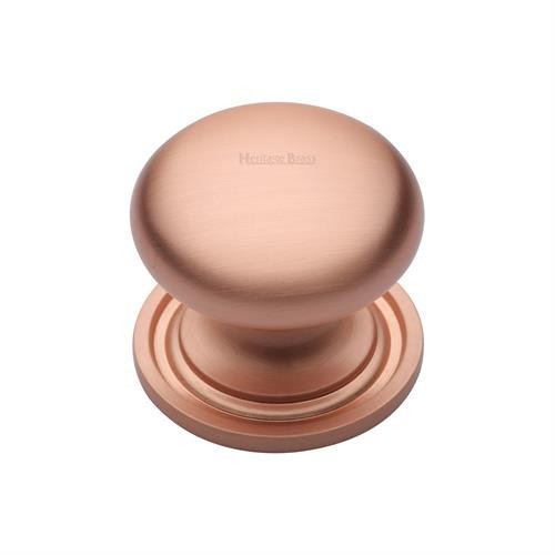 Victorian Round Cupboard Knobs On Rose In Satin Rose Gold Door handles door accessories Cheshire Hardware
