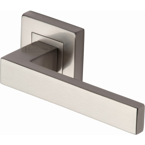 Delta Lever Handles on Square Rose in Satin Nickel from Cheshire ...