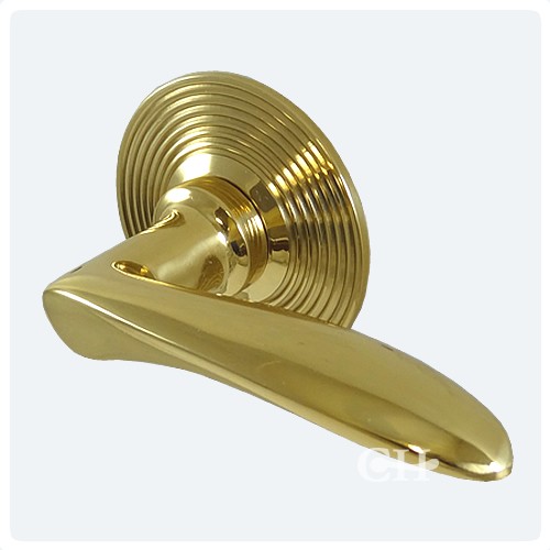 British Handmade Lever Door Handles On Reeded Rose in Chrome Nickel ...