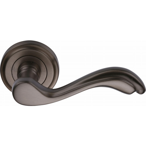 European Curved Lever Handles on Rose in Dark Matt Bronze from Cheshire ...