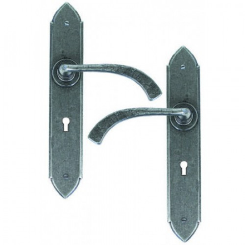 From The Anvil 33634 Gothic Lever Handles on Pewter Keyhole Lock ...