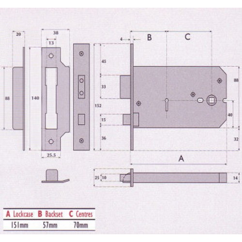 Guardian Locks Imperial Locks G5011 G5012 Horizontal 5 Lever Mortice ...