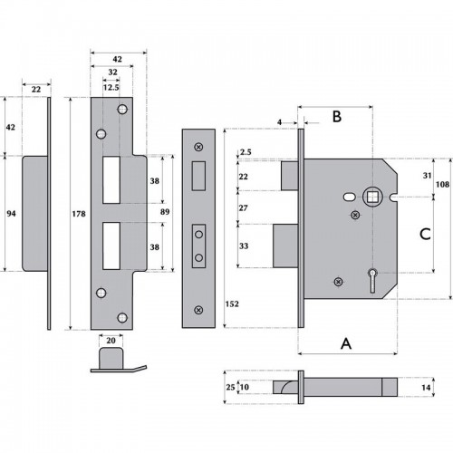 Guardian Locks Imperial Locks G5050 5 Lever British Standard BS3621 ...