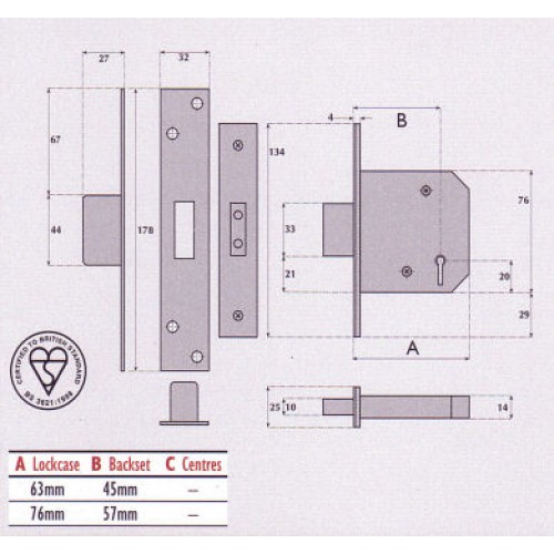 Guardian Locks Imperial Locks G5054 5 Lever British Standard BS3621 ...