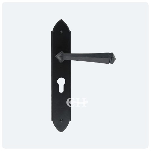 From The Anvil 33277 Gothic Lever Handles on Euro Lock Backplate from ...