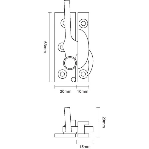 Croft 3465 3465L Sash Window Fastener in Brass Bronze Black Chrome or ...
