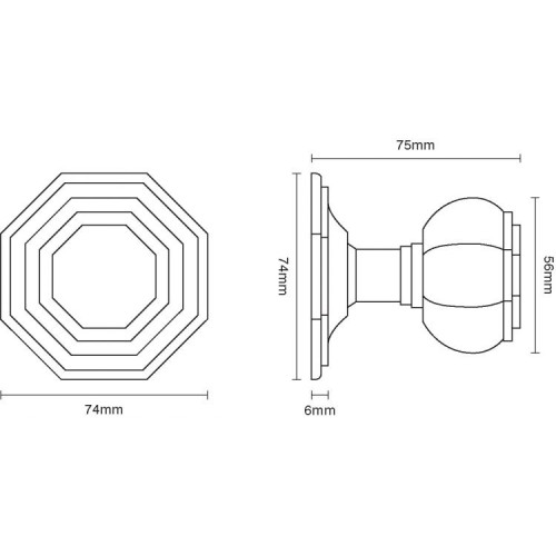 Croft Flat Octagonal Mortice or Rim Door Knobs in Brass or Bronze | Door handles & door ...