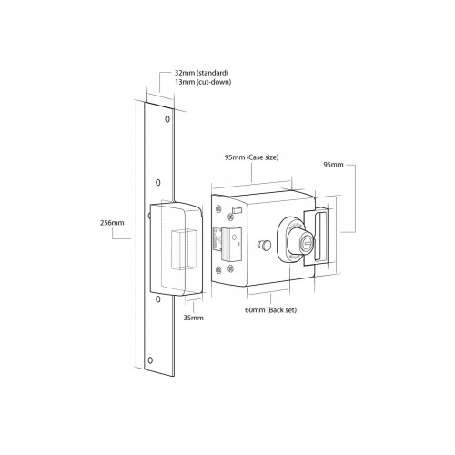 Banham L2000 Automatic Deadlocking Rim Latch in Satin Brass from ...