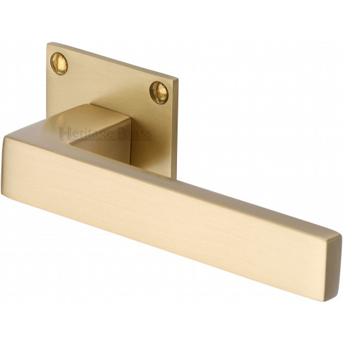 Delta Lever Handles on Slim Square Rose in Satin Brass from Cheshire ...