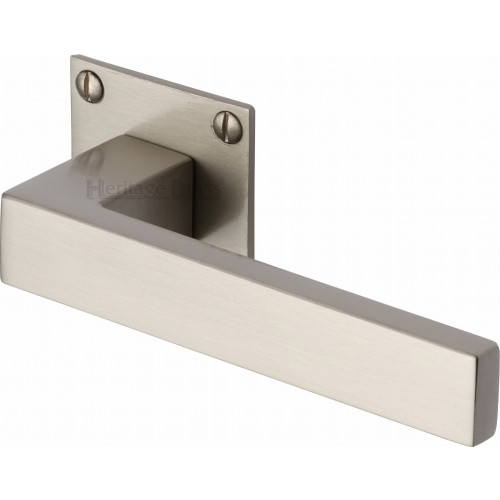 Delta Lever Handles on Slim Square Rose in Satin Nickel from Cheshire ...