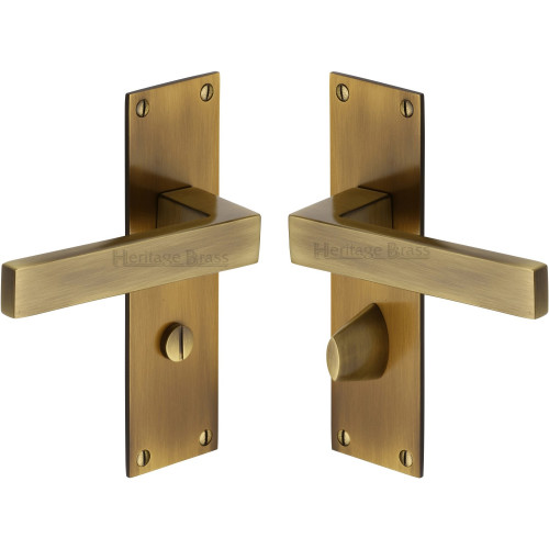 Metro Modern Square Lever Handles on Backplate in Antique Brass from ...