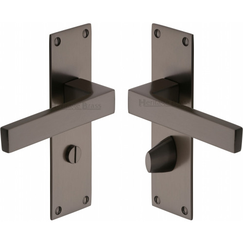 Metro Modern Square Lever Handles on Backplate in Matt Bronze from ...