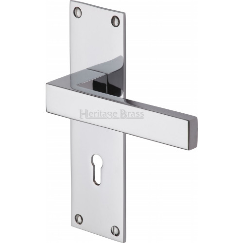 Metro Modern Square Lever Handles on Backplate in Polished Chrome from ...