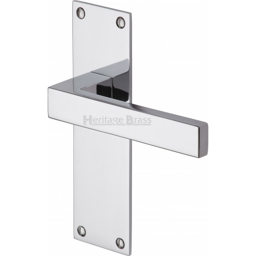Metro Modern Square Lever Handles on Backplate in Polished Chrome from ...