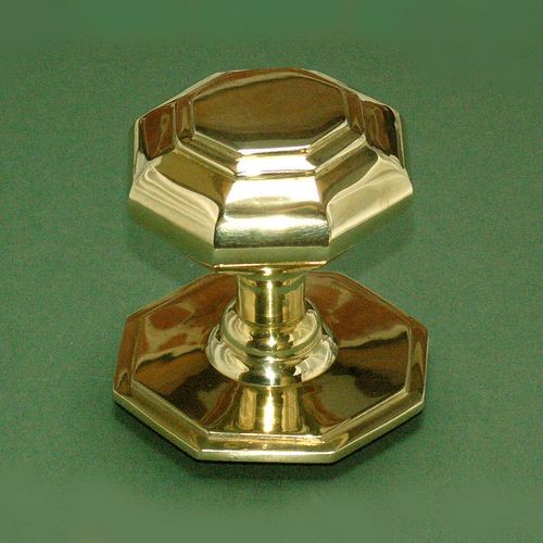 Octagonal Centre Door Knobs in Polished Brass from Cheshire Hardware ...