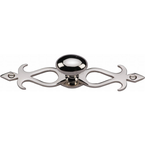 Cupboard Knobs On Decorative Backplate In Polished Nickel | Door ...