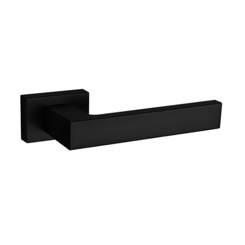 Slim Square Contemporary Lever Handles On Rectangular Rose Matt Black ...