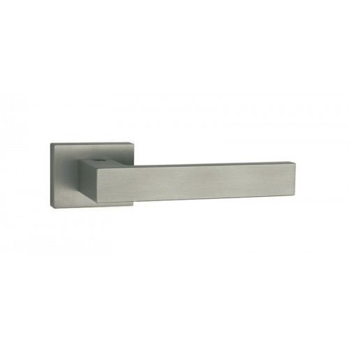 Slim Square Contemporary Lever Handles On Rectangular Rose Pearl Nickel ...