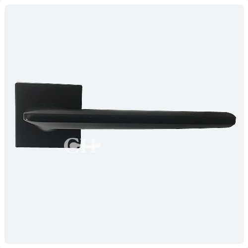 Black Modern Lever Handles On Square Rose | Door handles & door ...