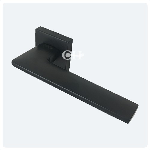 Black Modern Lever Handles On Square Rose | Door handles & door ...