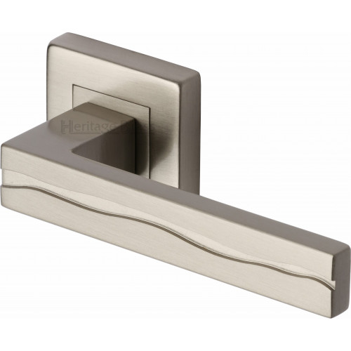Amazon Lever Handles on Square Rose in Satin Nickel from Cheshire ...