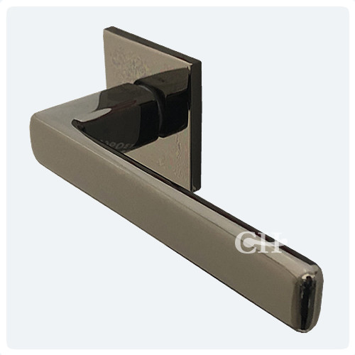 Portel Square Lever Handles On Rose In Black Nickel | Door handles ...