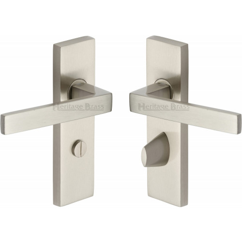 Delta Modern Square Lever Handles on Backplate in Satin Nickel from ...