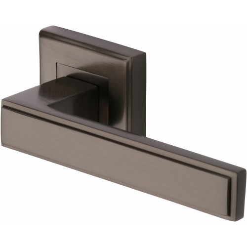 Linear Lever Handles on Square Rose in Dark Matt Bronze from Cheshire ...