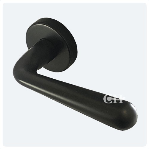 Contemporary Lever Handles On Rose In Black | Door handles & door ...