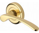 Classic Curved Lever Handles on Rose in Polished Brass from Cheshire ...